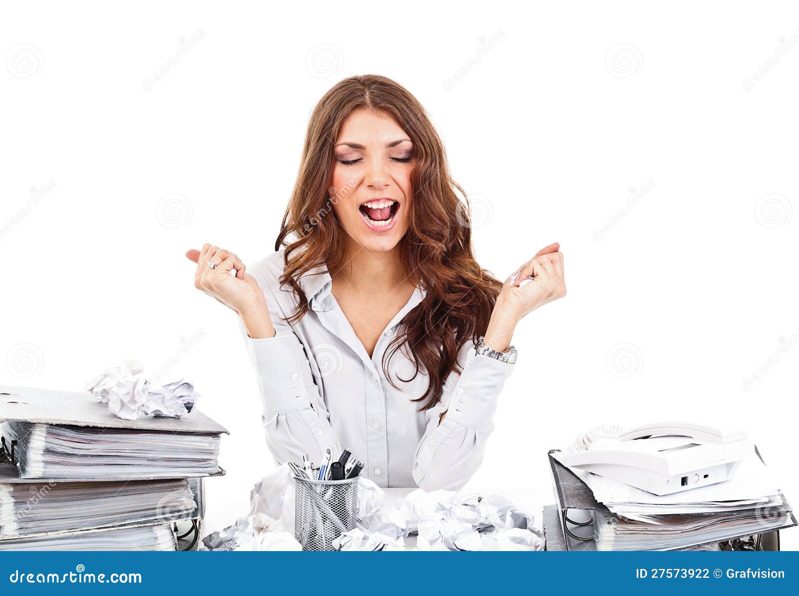 Nervous businesswoman stock photo. Image of office, papervork - 27573922