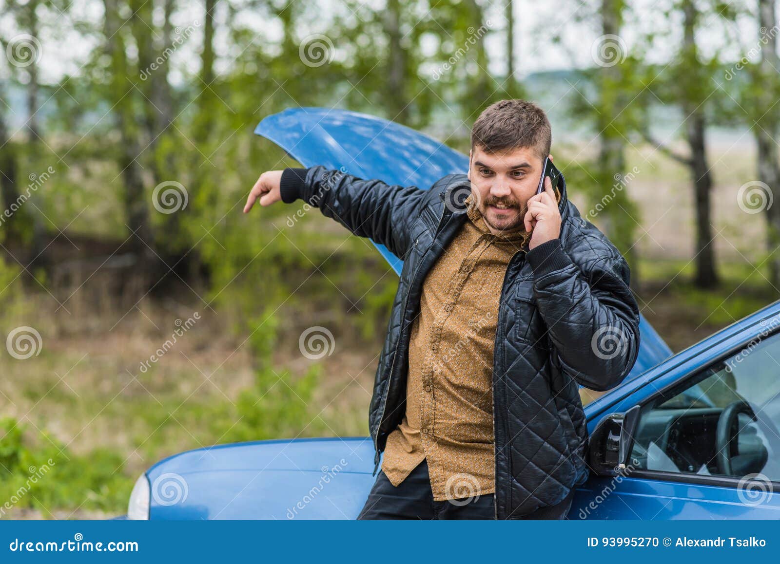 Nervous Driver Calls To the Help Desk by Phone Stock Photo - Image of ...