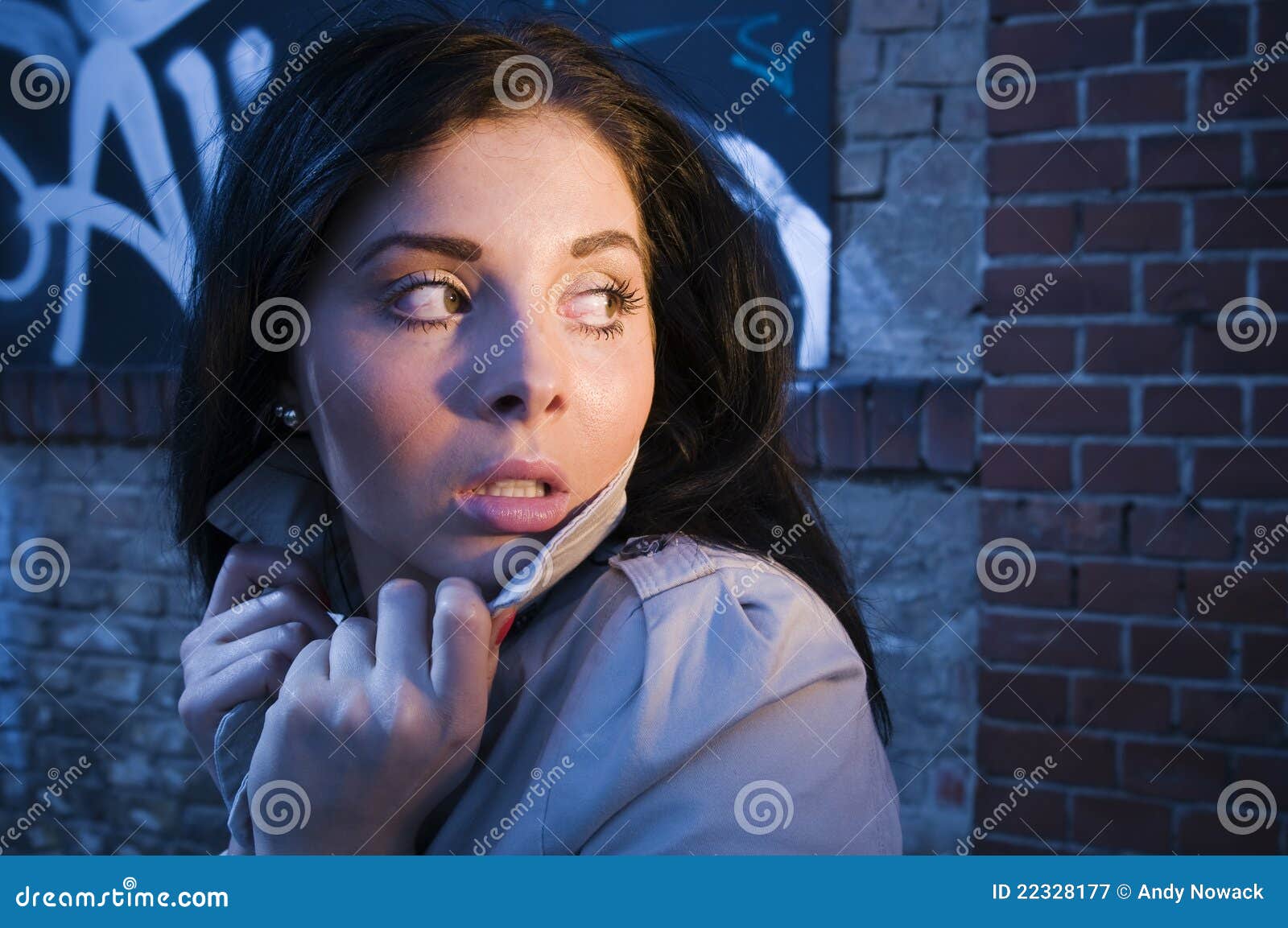 Nervous looking back stock image. Image of frighten, alone - 22328177