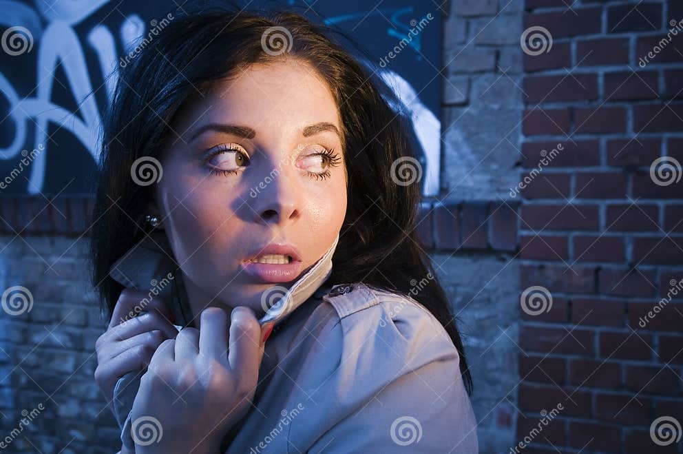 Nervous looking back stock image. Image of frighten, alone - 22328177