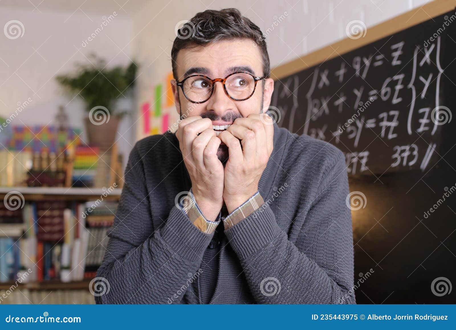 Nervous Male Gamer Playing Online Shooter Games Stock Photo ...