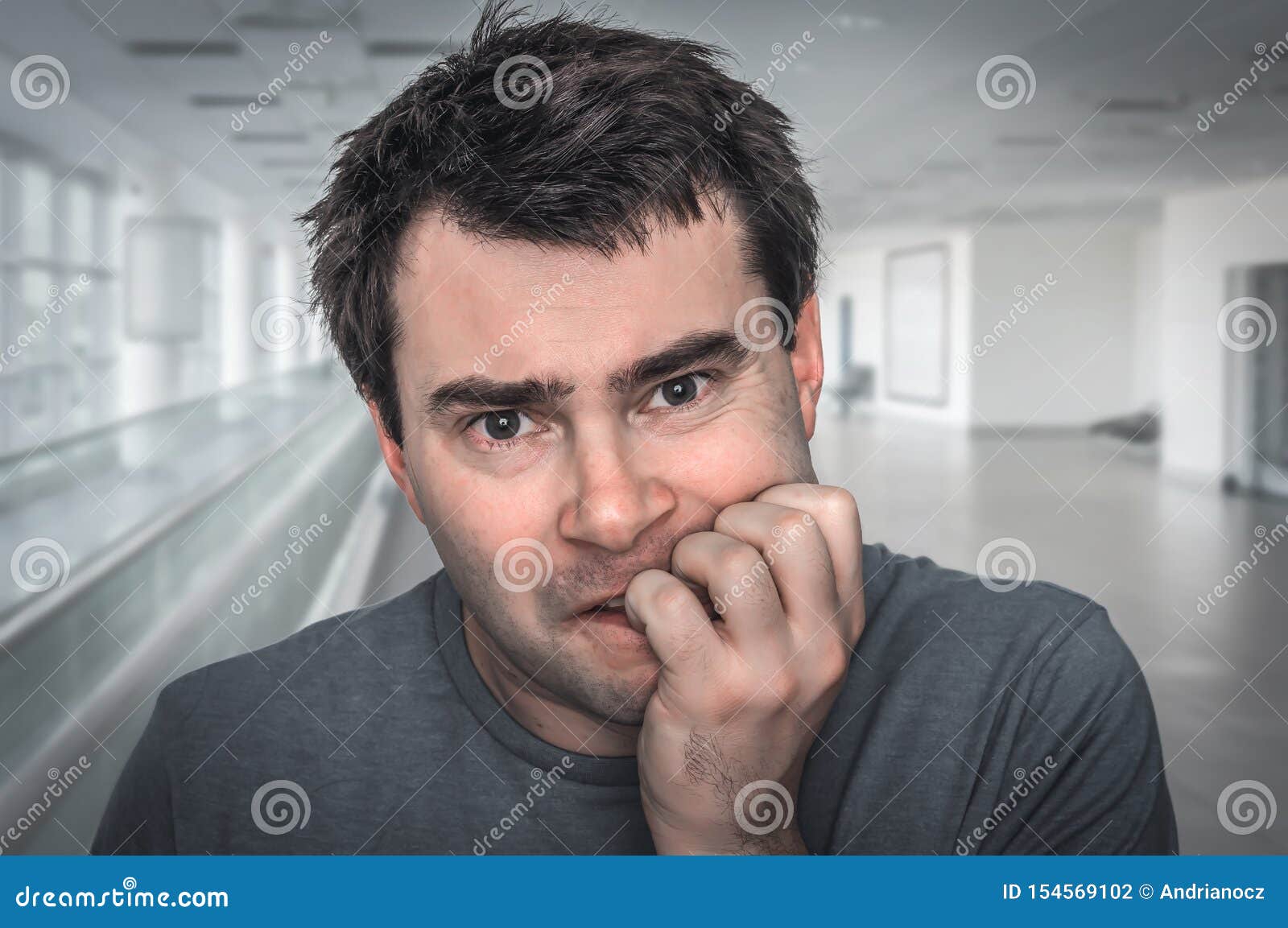 Nervous Man Biting His Nails - Nervous Breakdown Stock Photo - Image of ...