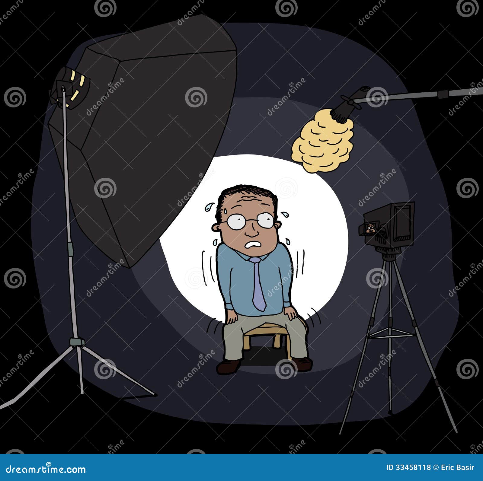 Nervous Man on Camera stock vector. Illustration of apprehensive - 33458118