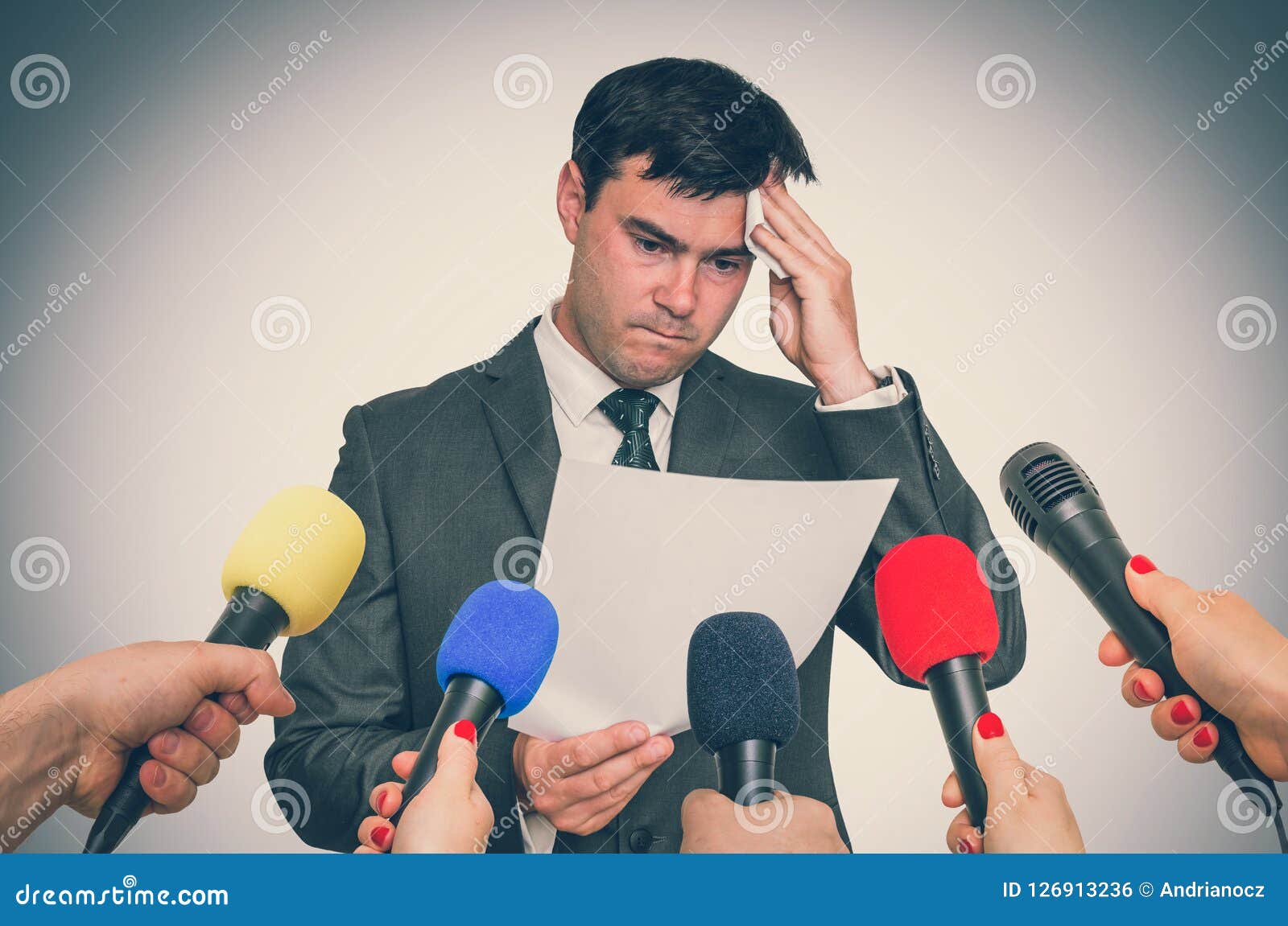 Nervous Man is Sweating, he Afraid of Public Speech Stock Photo - Image ... Nervous Man is Sweating, he Afraid of Public Speech Stock Photo - Image ...