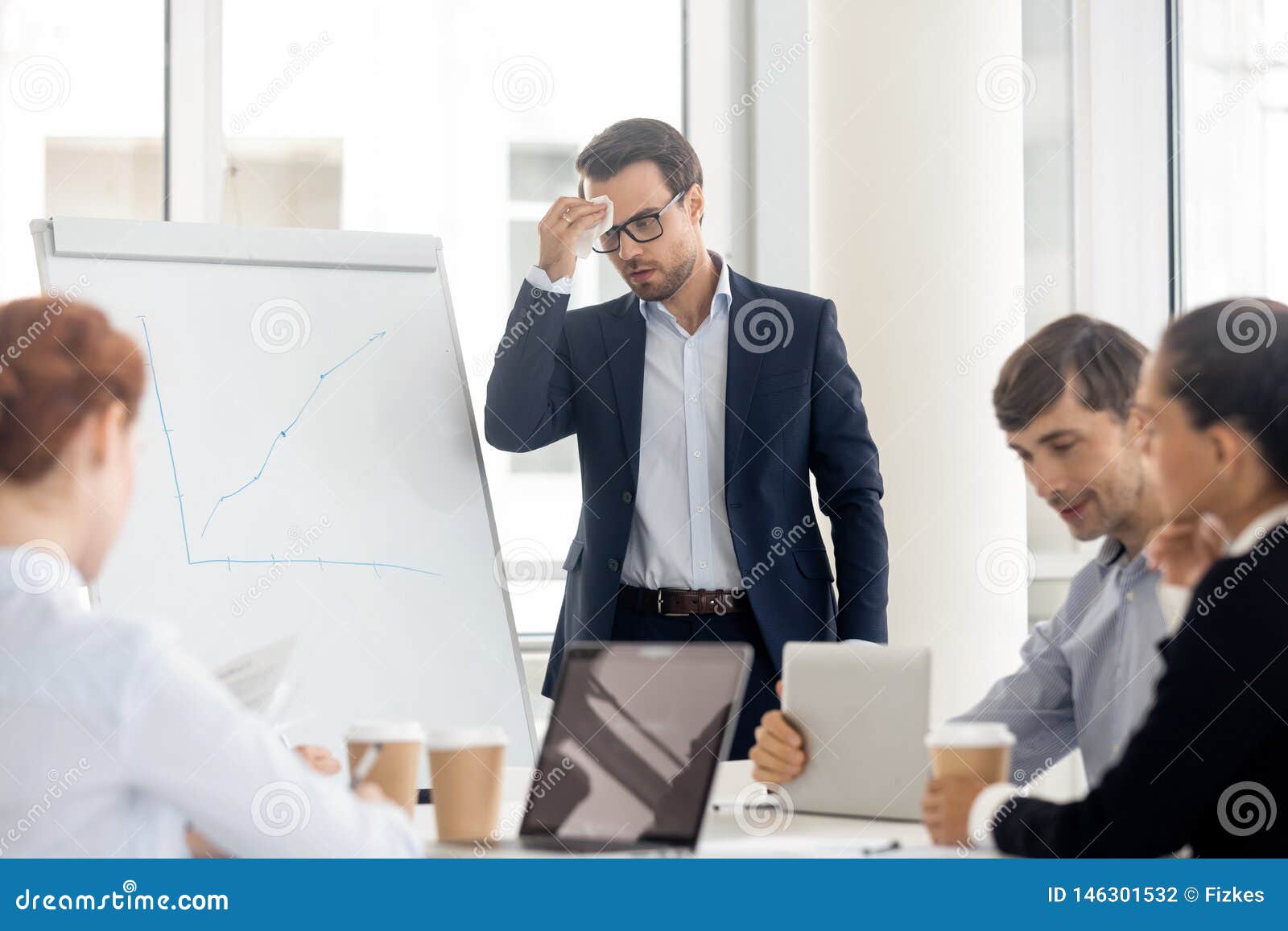 Sweating Nervous Speaker Is Afraid Of Public Speech. Microphone In ... Sweating Nervous Speaker Is Afraid Of Public Speech. Microphone In ...