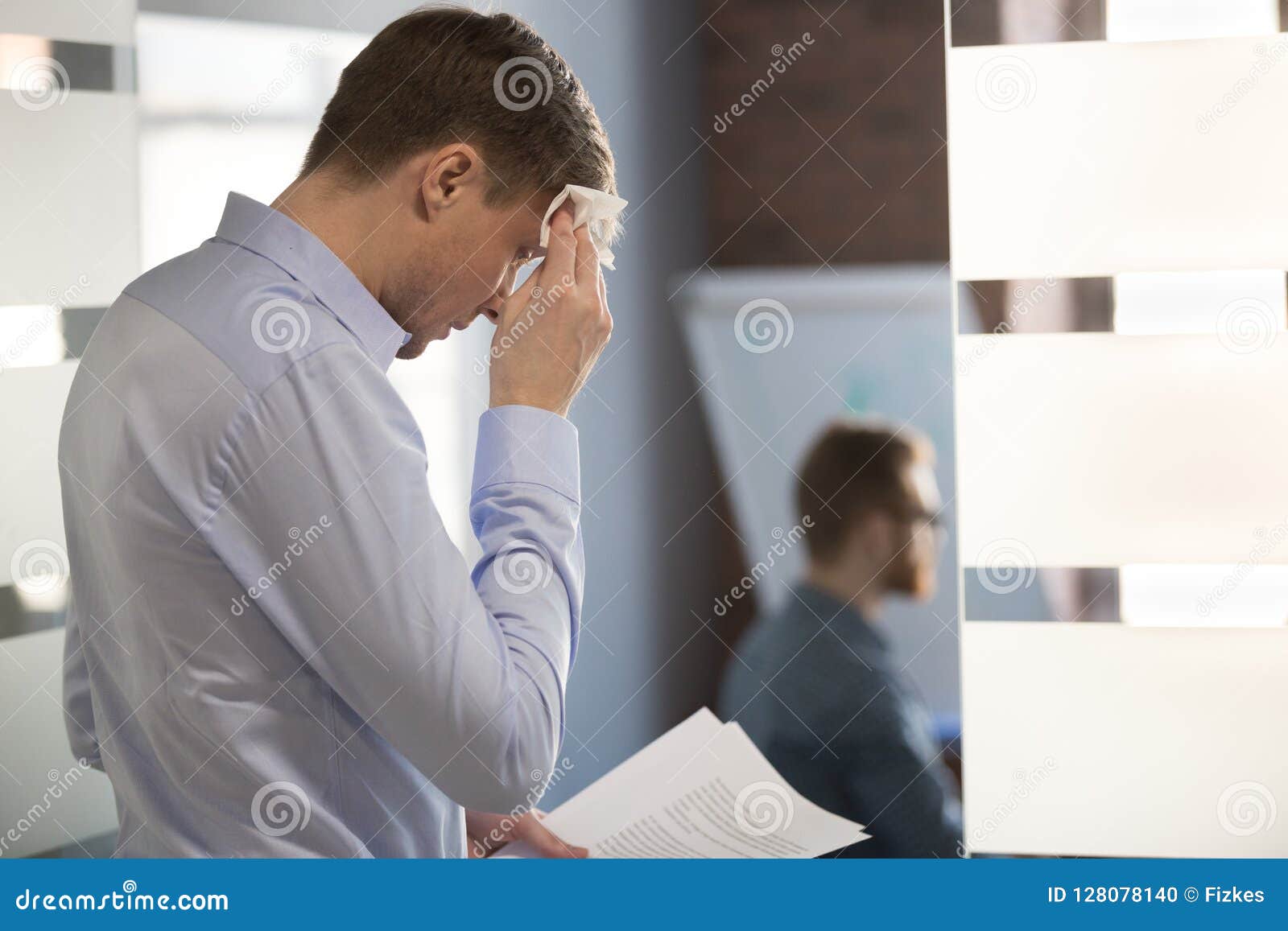 Nervous Sweaty Speaker Preparing Speech Wiping Wet Forehead with Stock ... Nervous Sweaty Speaker Preparing Speech Wiping Wet Forehead with Stock ...