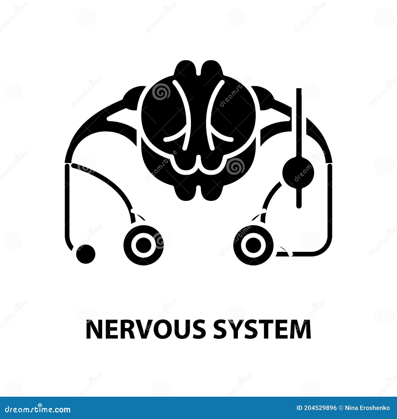 Nervous System Icon, Black Vector Sign with Editable Strokes, Concept ... Nervous System Icon, Black Vector Sign with Editable Strokes, Concept ...