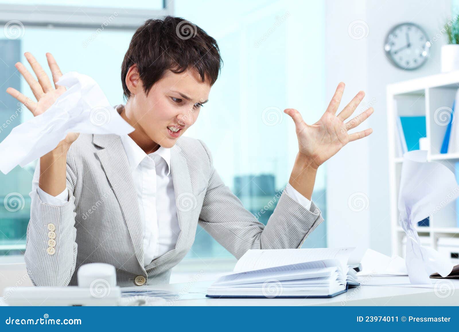 Nervous woman stock image. Image of corporate, aggressive - 23974011