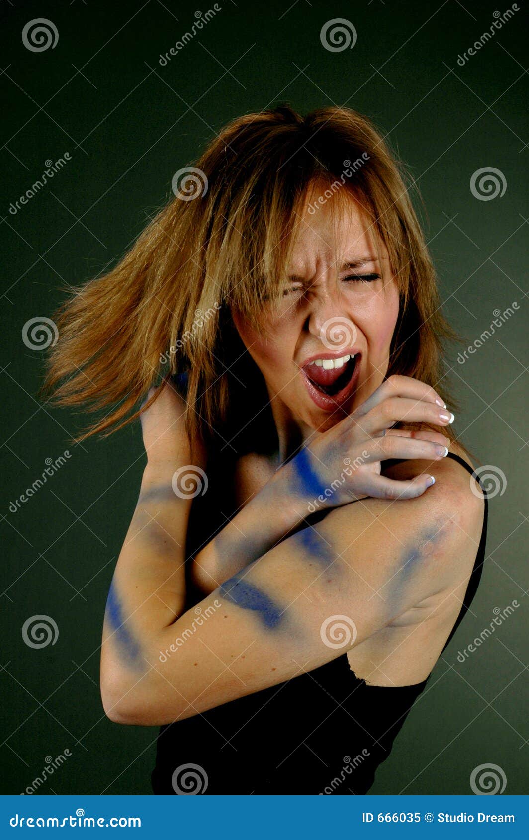 Nervous woman stock image. Image of young, rambo, hair - 666035