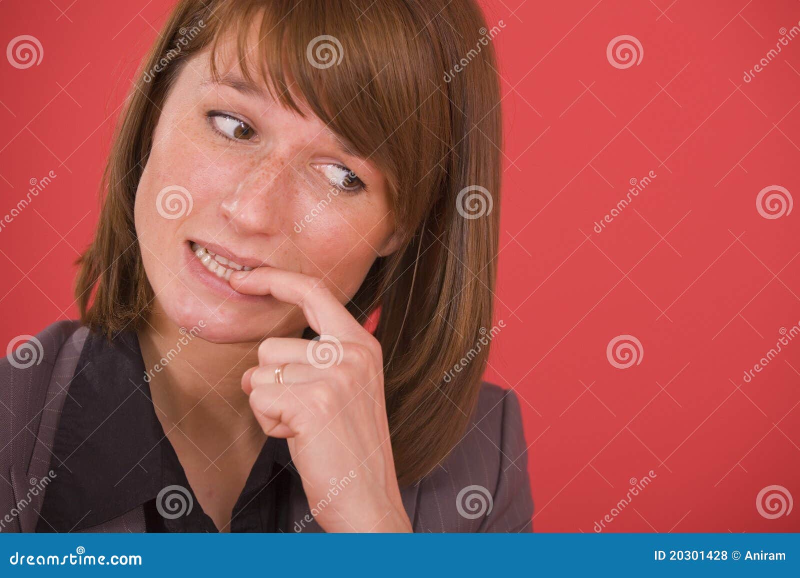 Nervous woman biting nails stock photo. Image of anger - 20301428