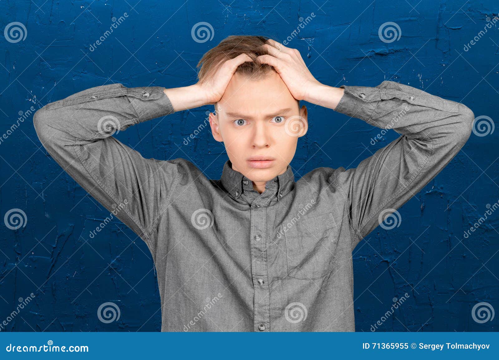 Nervous young man stock image. Image of looking, emotions - 71365955