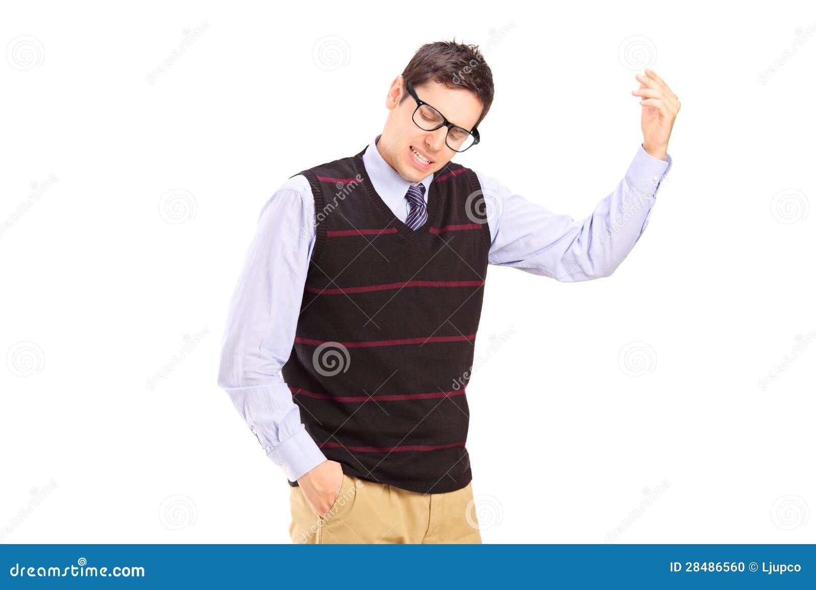 A Nervous Young Man Gesturing Stock Photo - Image of displeased ... A Nervous Young Man Gesturing Stock Photo - Image of displeased ...