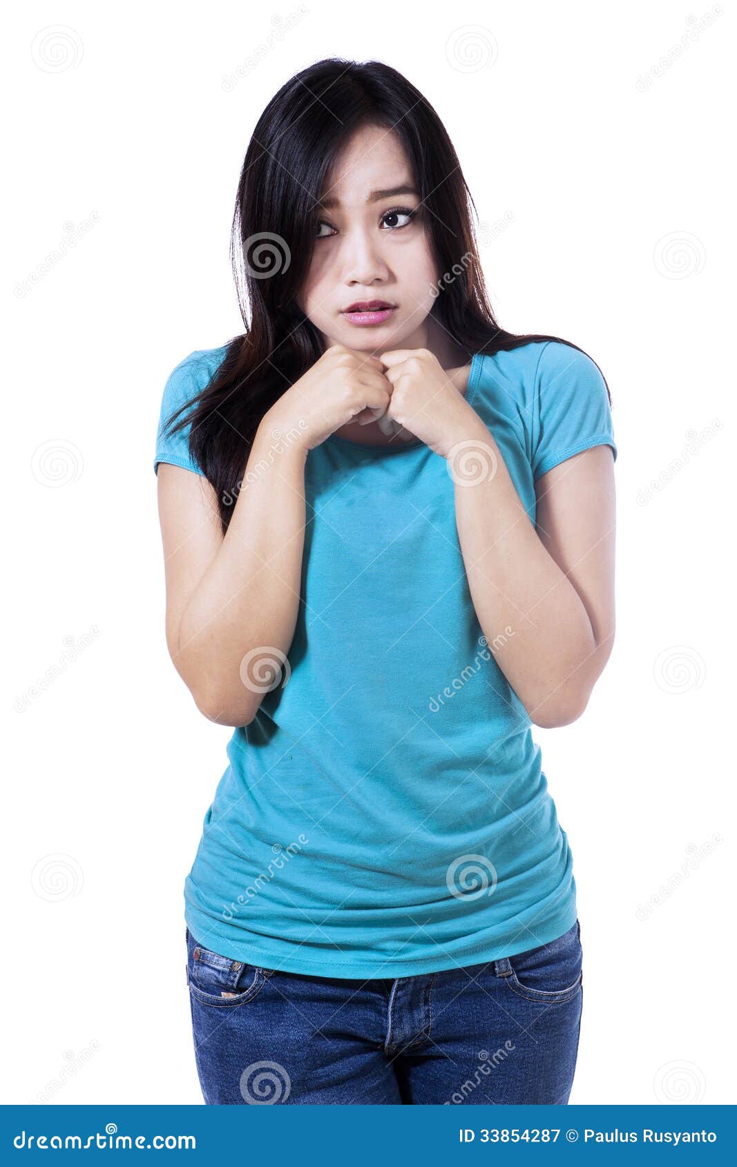 Nervous young woman stock image. Image of japanese, fear - 33854287