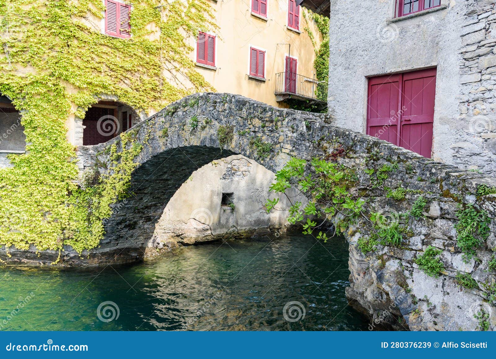 Nesso bridge stock image. Image of stone, landscape - 280376239
