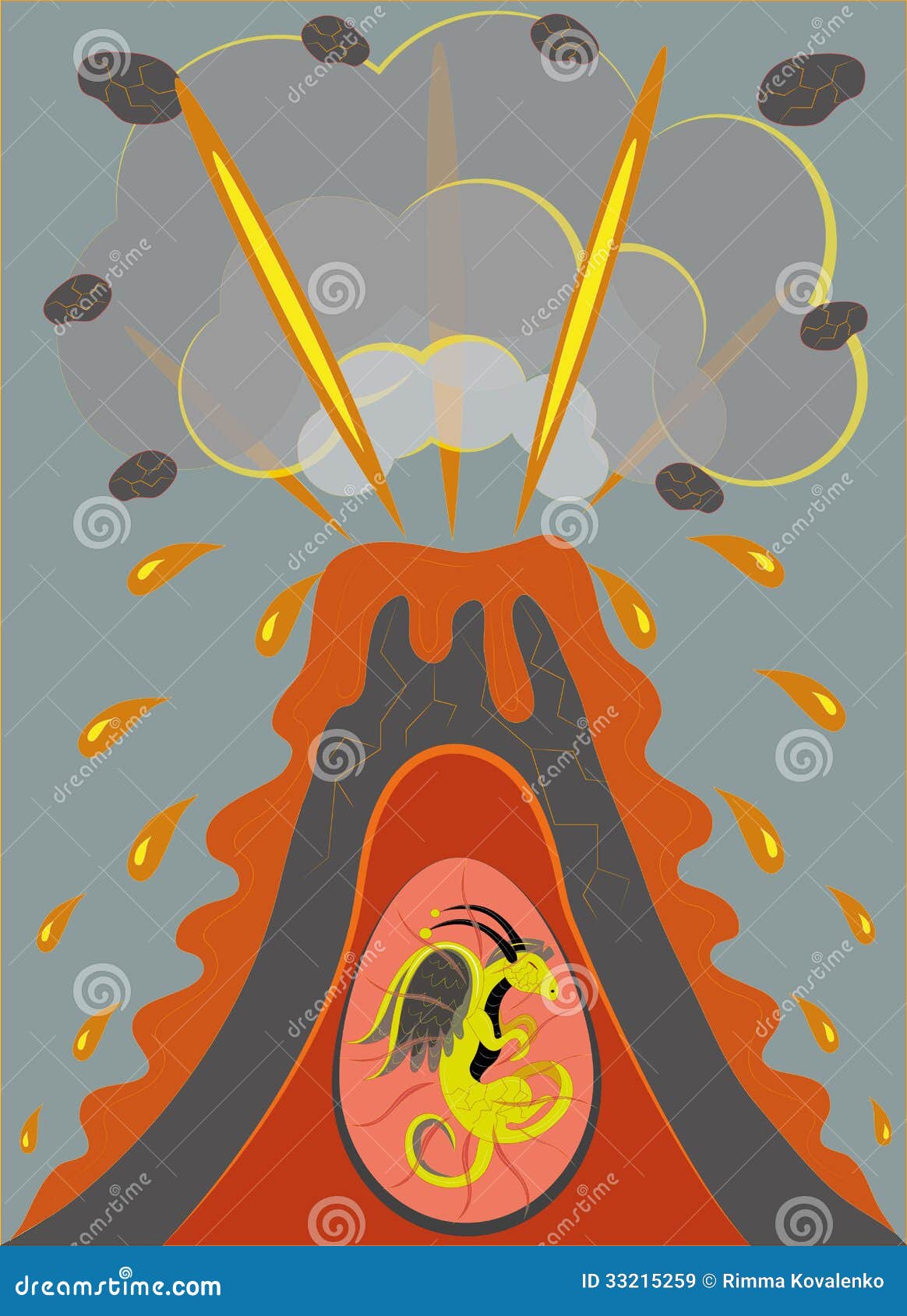Nest of a Dragon in a Volcano. Stock Vector - Illustration of stones ...