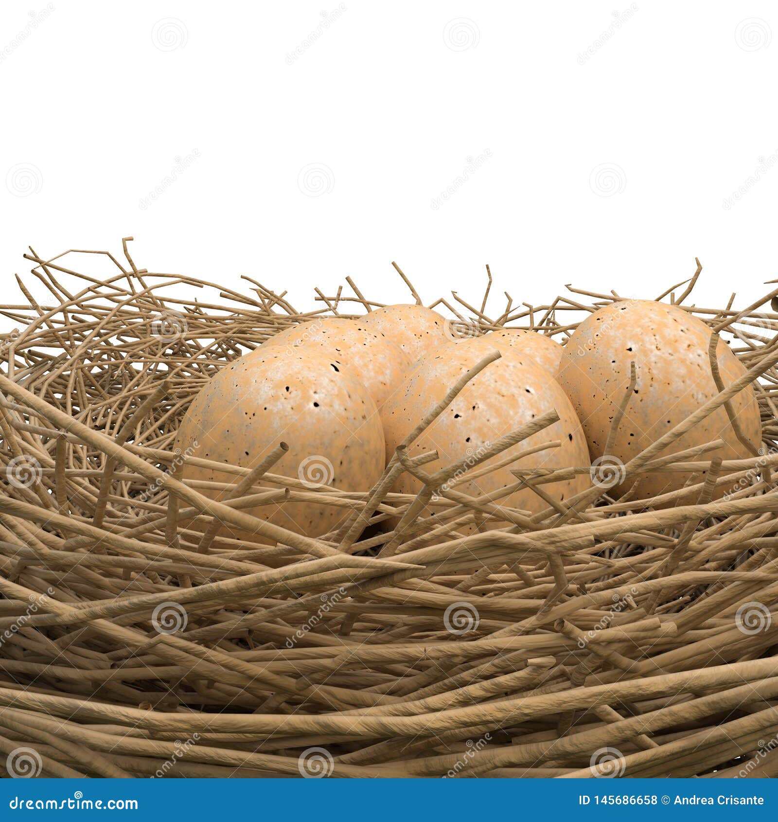 Nest with Eggs Isolated on White Stock Illustration - Illustration of ...