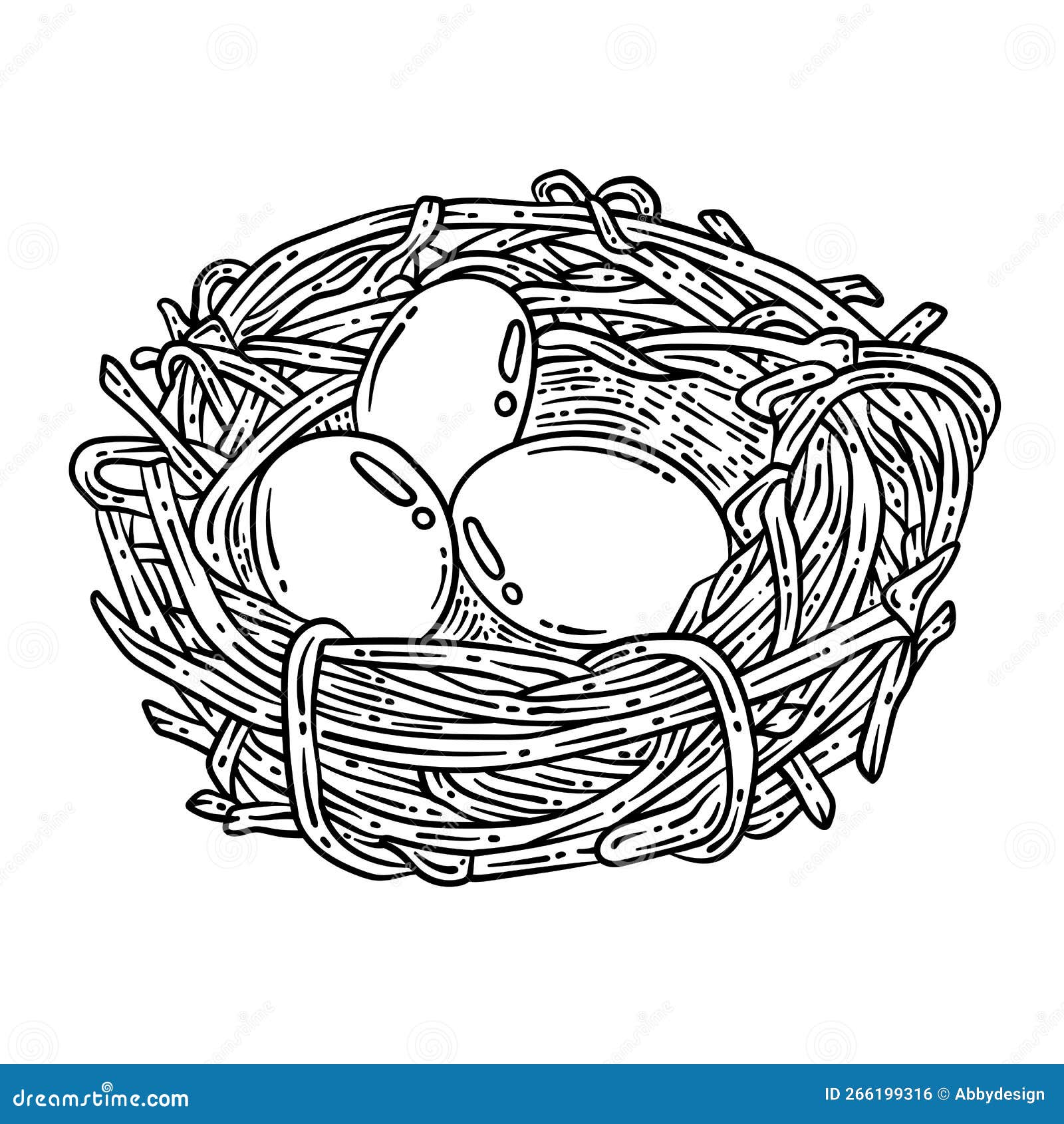 Nest with Eggs Spring Coloring Page for Adults Stock Vector ...