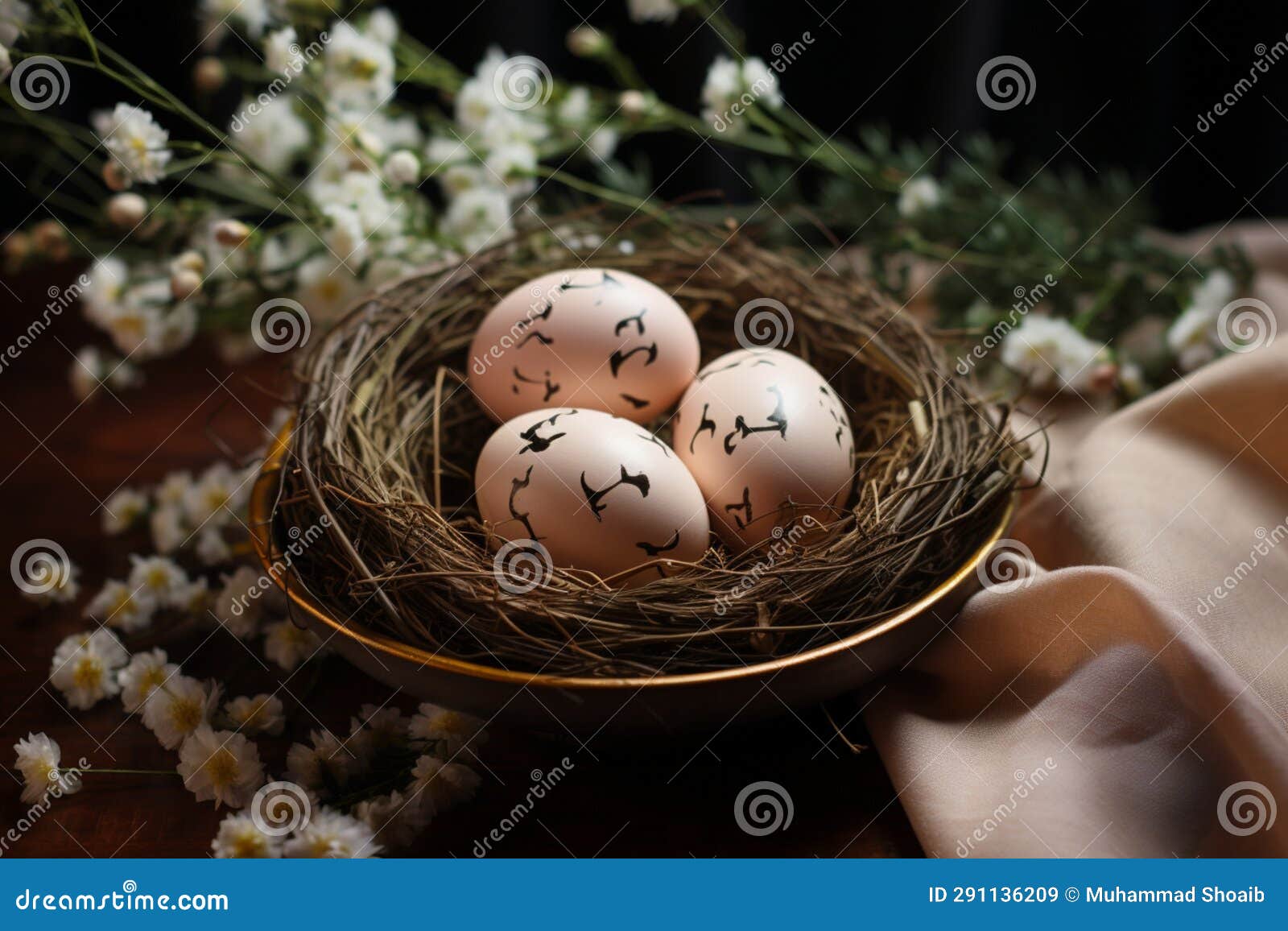 Nest Of Eggs On A Table, A Whimsical And Crafty Culinary Presentation ...