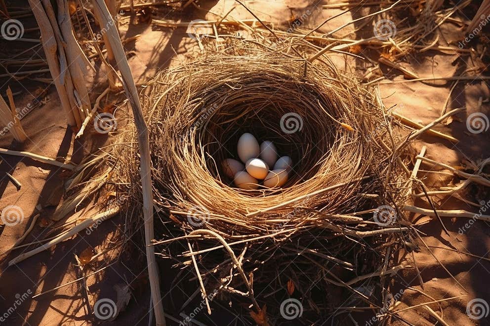 Nest on the Ground with Sunlight Casting Dramatic Shadows Stock Image ...