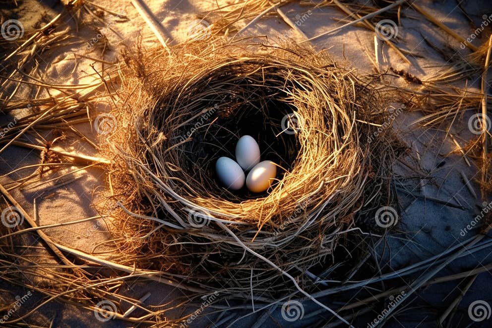 Nest on the Ground with Sunlight Casting Dramatic Shadows Stock Photo ...