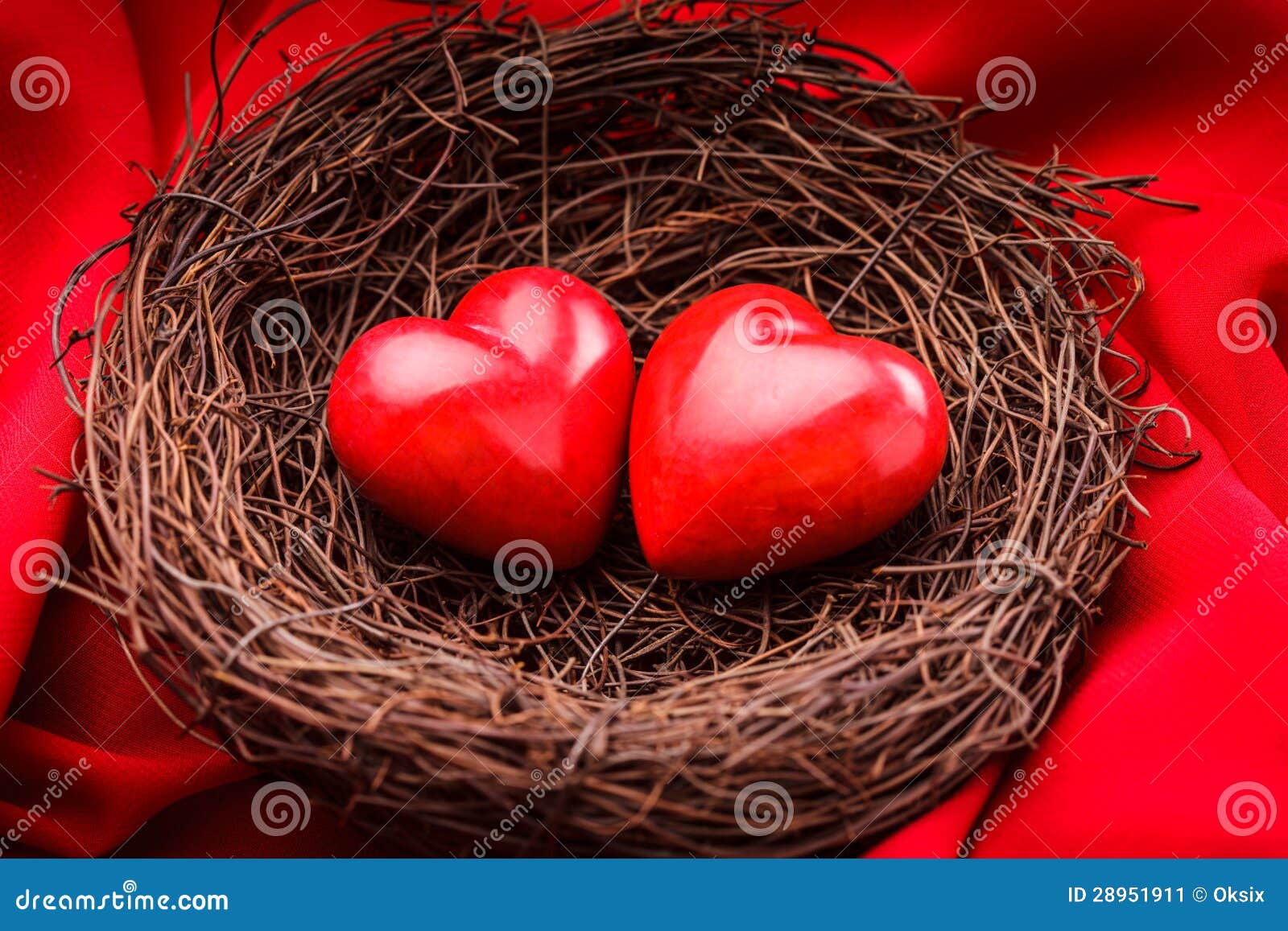 Nest with hearts stock image. Image of branches, incubate - 28951911