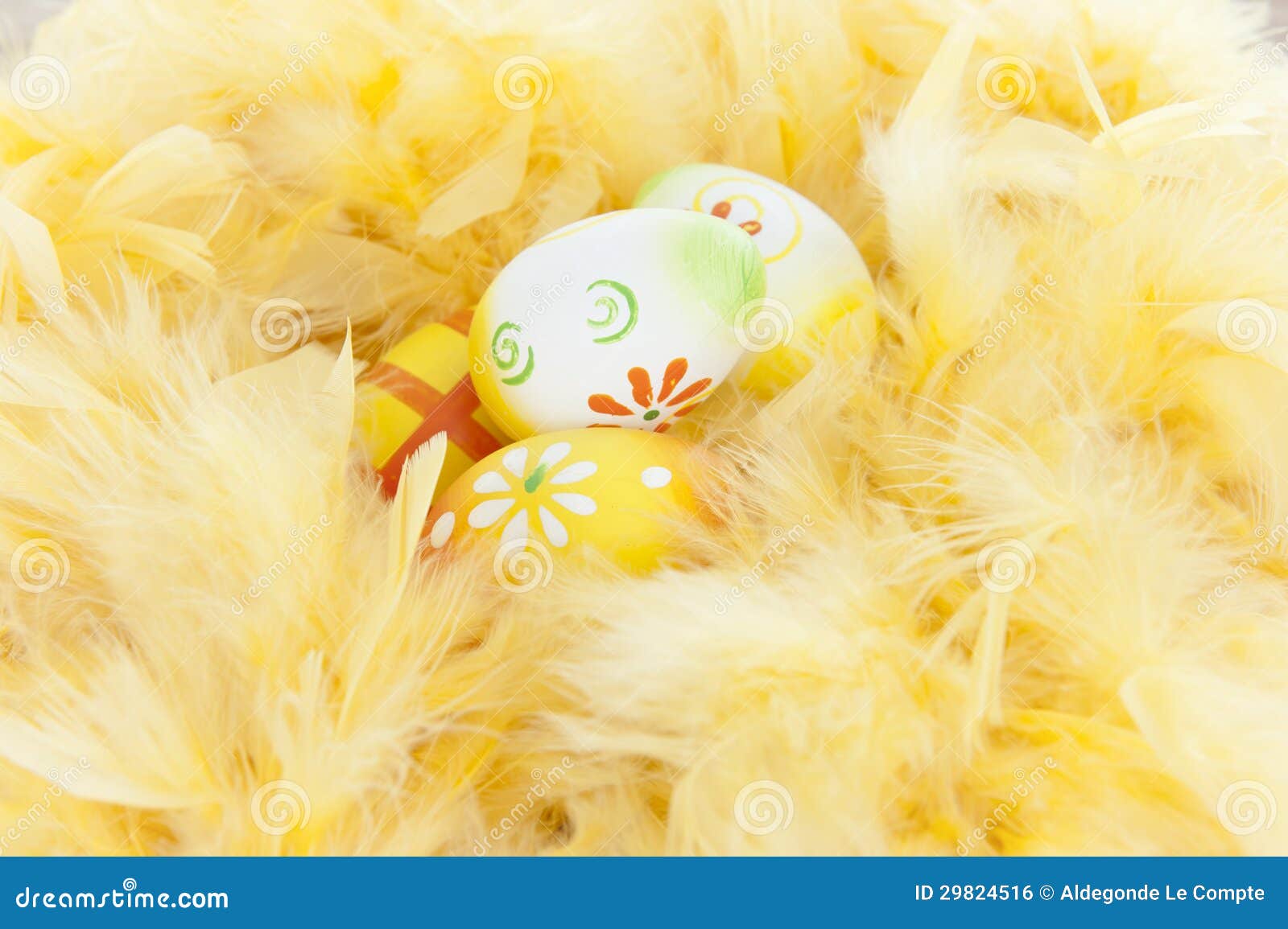Nest Made of Feathers with Easter Eggs Stock Photo - Image of spring ...