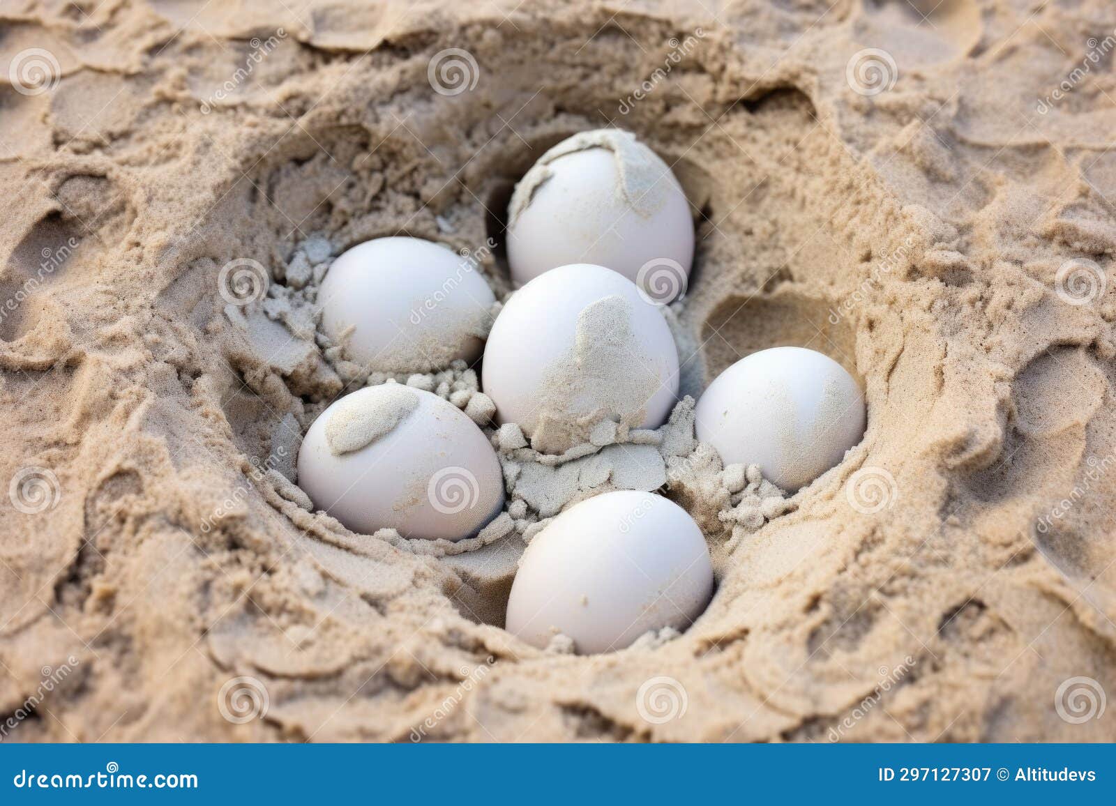 Nest of Sea Turtle Eggs Partially Exposed in Sand Stock Image - Image ...