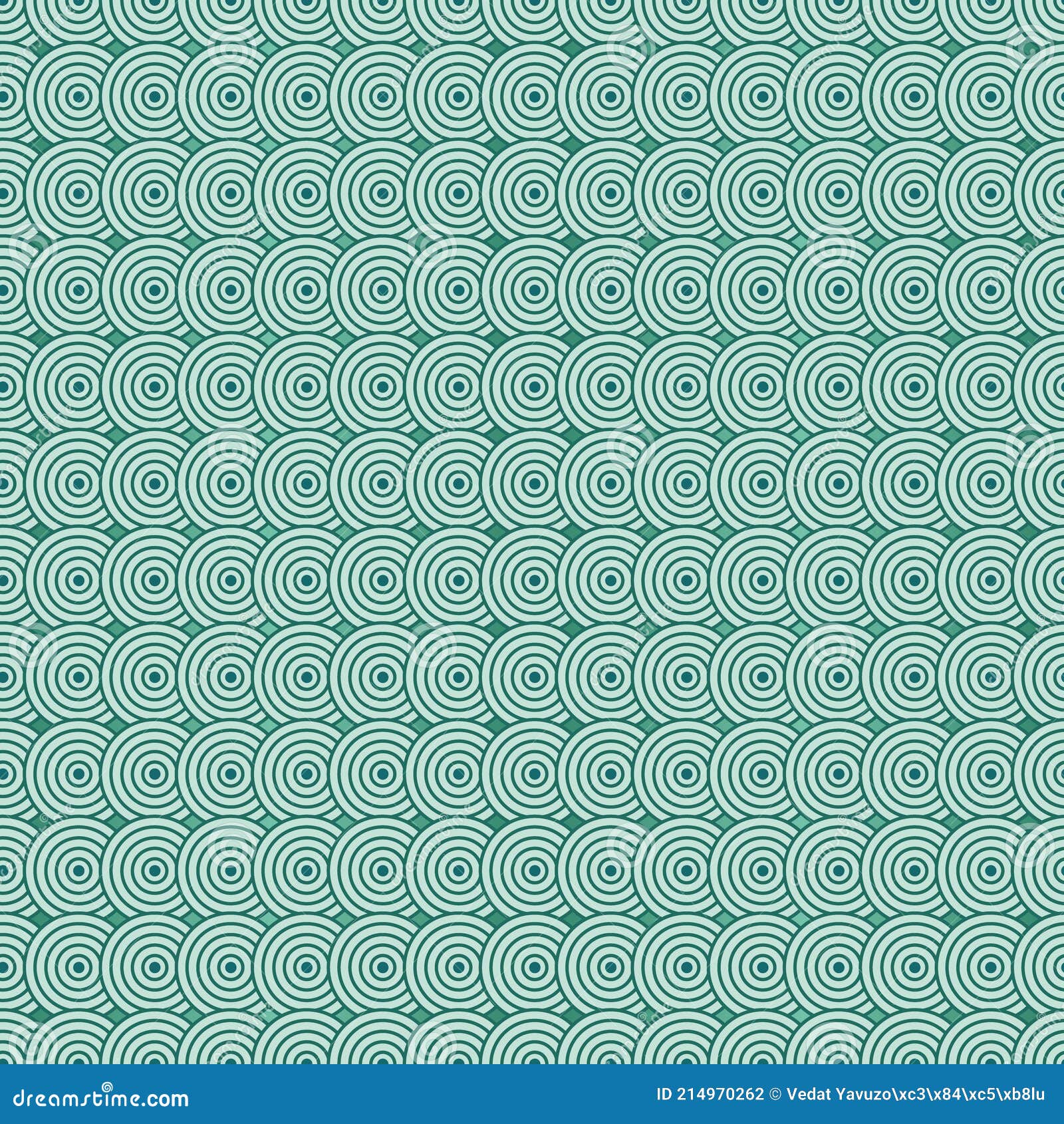 Nested Green Circles Geometric Seamless Pattern Vector Background. a ...