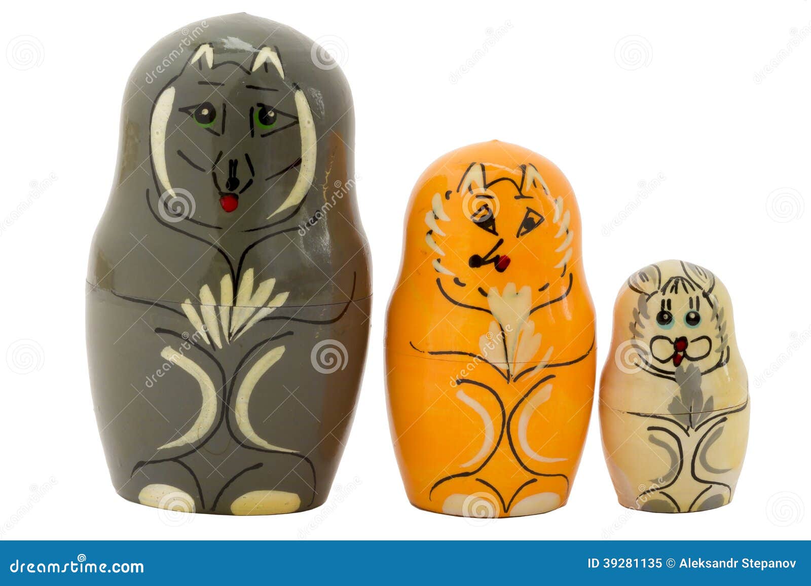 Nesting Dolls in the Form of a Wolf, Fox and Hare Stock Image - Image ...