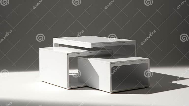 Modern Nesting Tables on a Plain White Background Image Stock ...