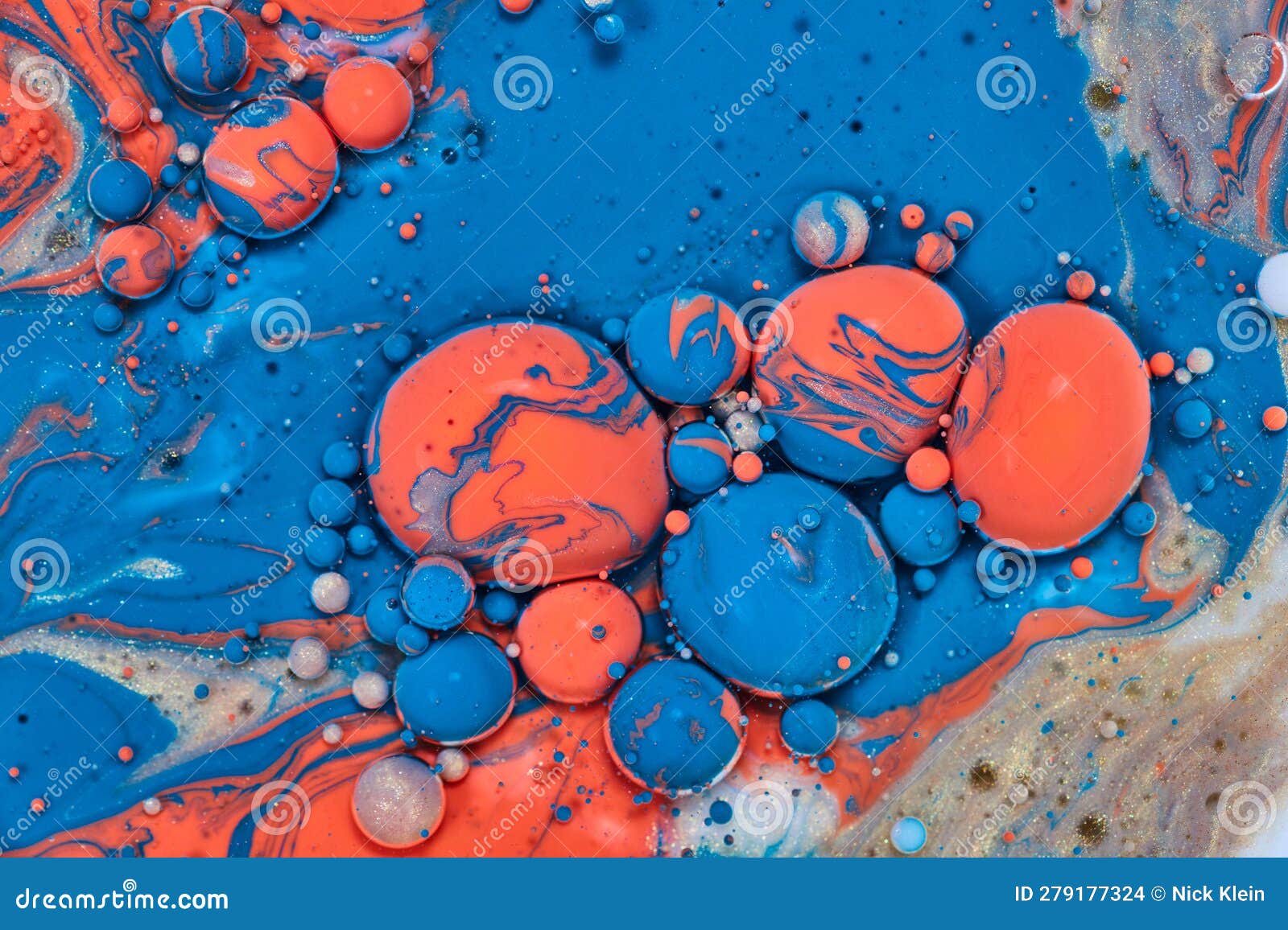 Nests of Eggs in Abstract Acrylic and Oil Pour of Horizontal Background ...