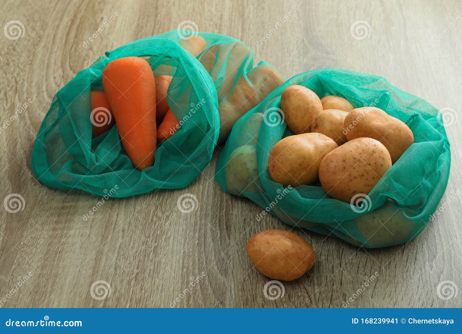 Net Bags with Vegetables on Table Stock Image - Image of object, store ...