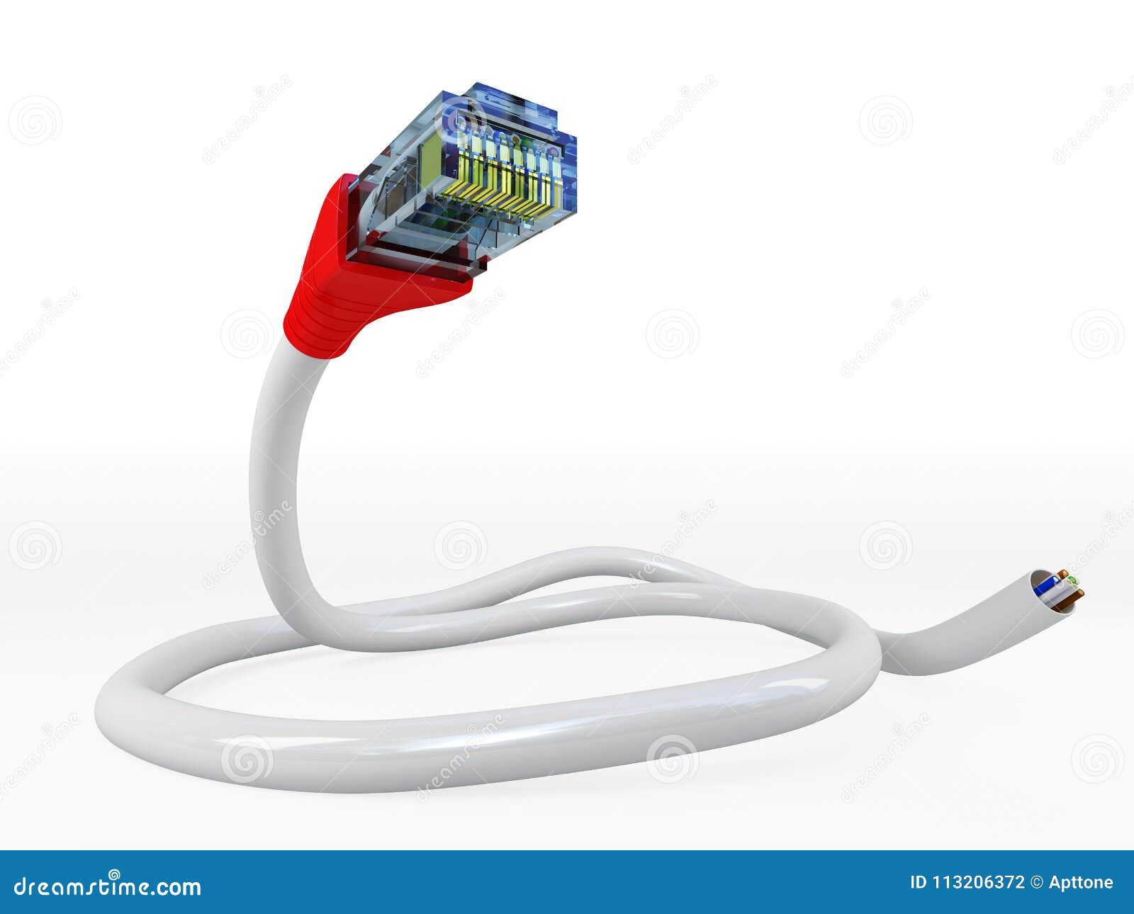 Rj45 Plug Connected To Blue Globe With World Map. 3D Illustration ...
