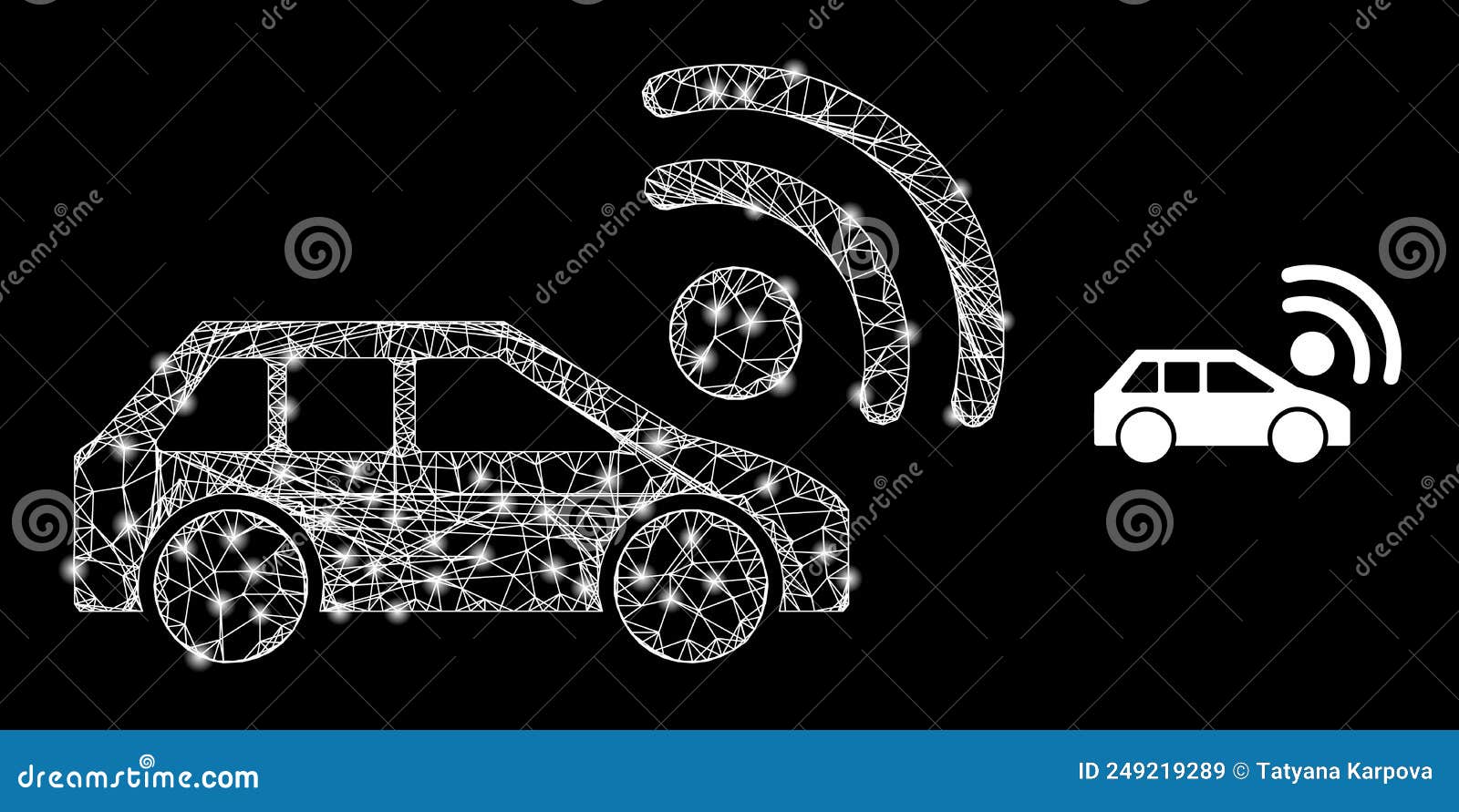 Hatched Car Radar Mesh Icon with Constellation Lightspots Stock Vector ...