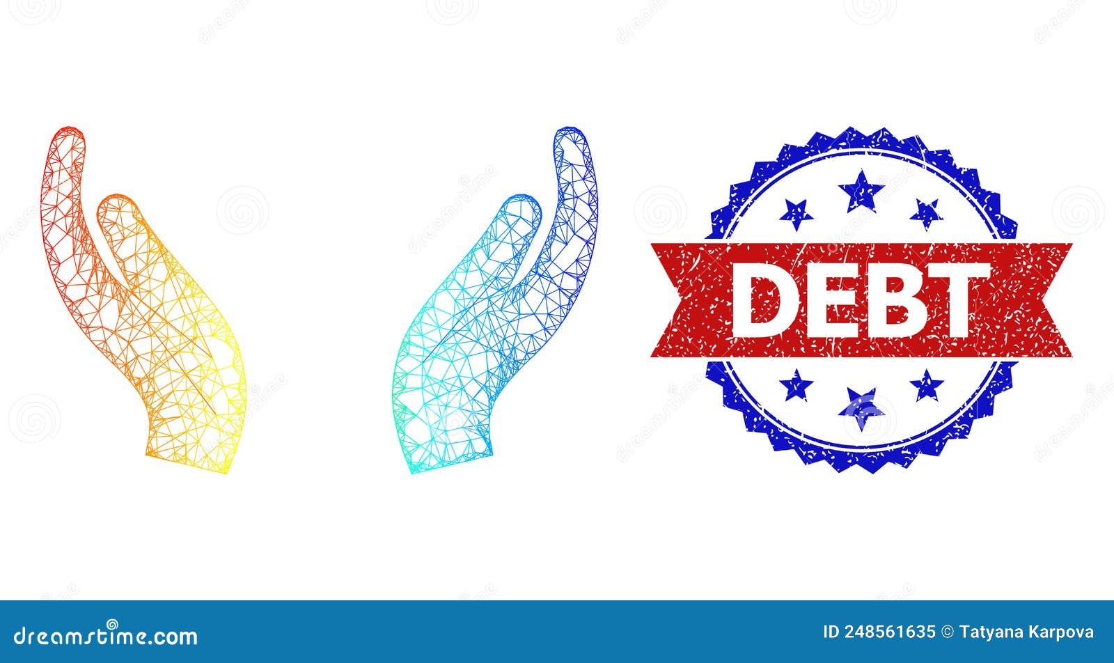 Bad Debt Rosette And Rectangle Bicolor Badges With Unclean Surfaces