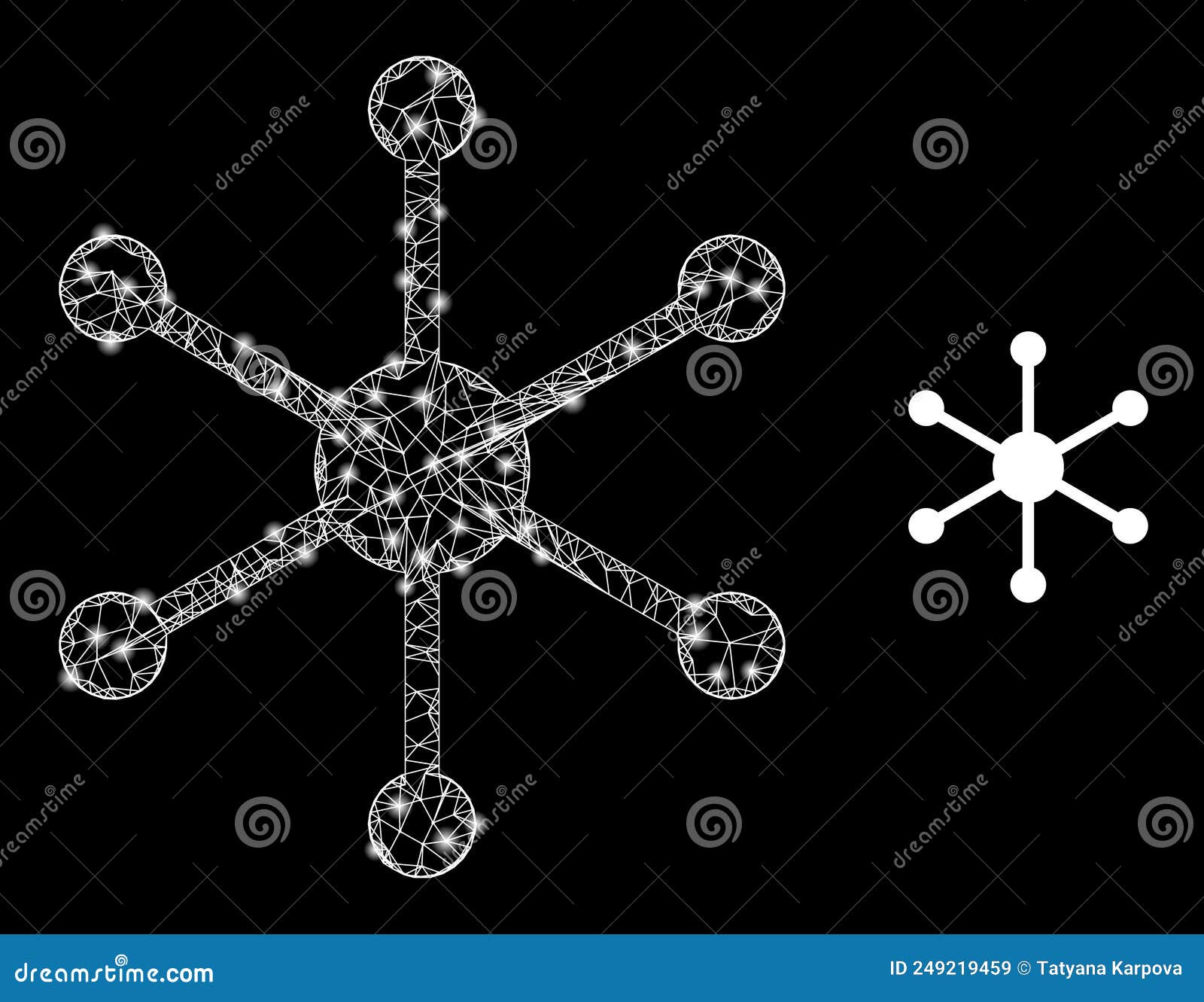 Net Central Node Mesh Icon with Constellation Lightspots Stock Vector ...