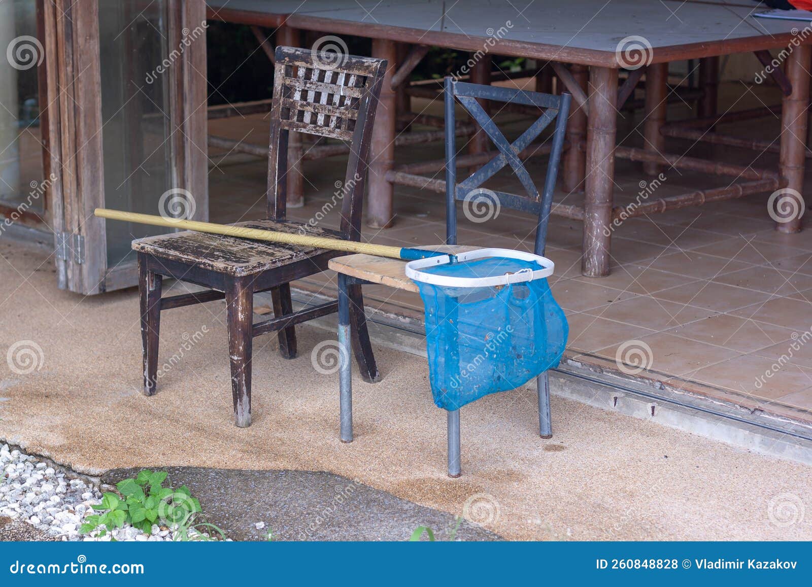 Net for Cleaning Pool from Leaves. Horizontal Stock Photo - Image of ...