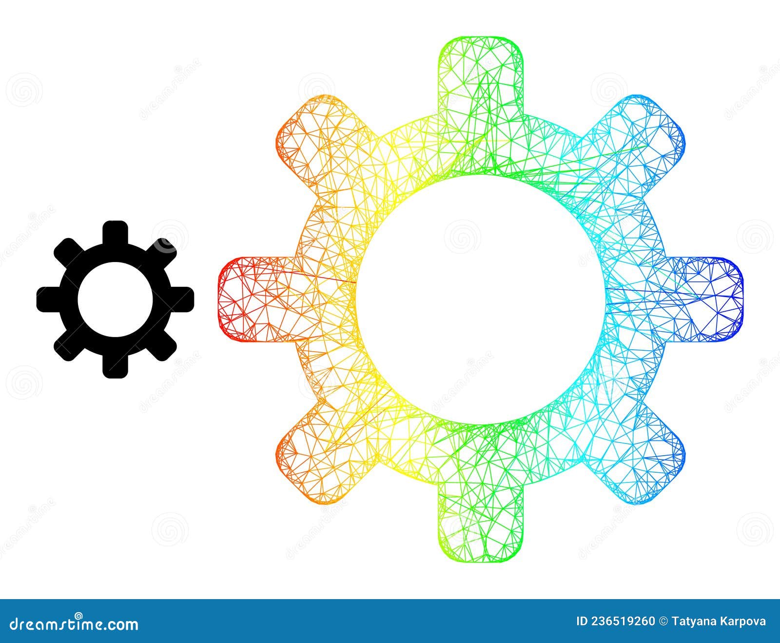 Hatched Cog Mesh Icon with Rainbow Gradient Stock Vector - Illustration ...