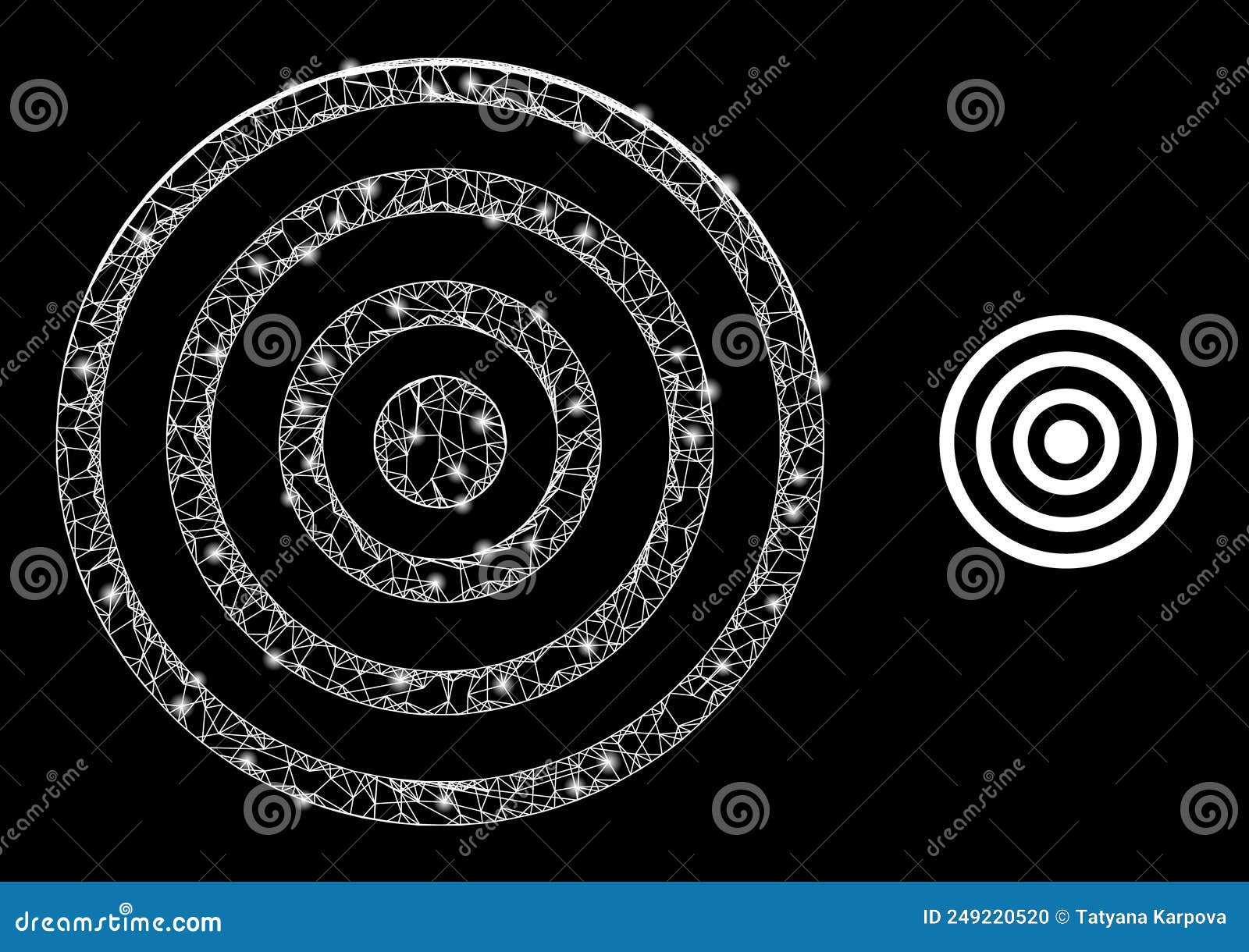 Network Concentric Circles Web Mesh Icon with Glare Lightspots Stock ...