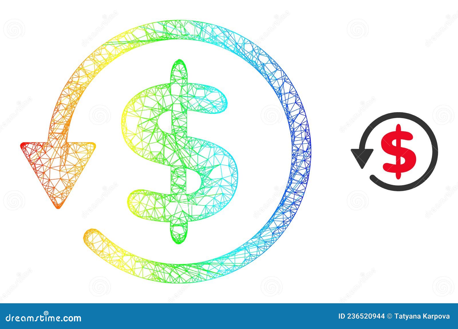 Net Dollar Refund Web Mesh Icon with Rainbow Gradient Stock Vector ...