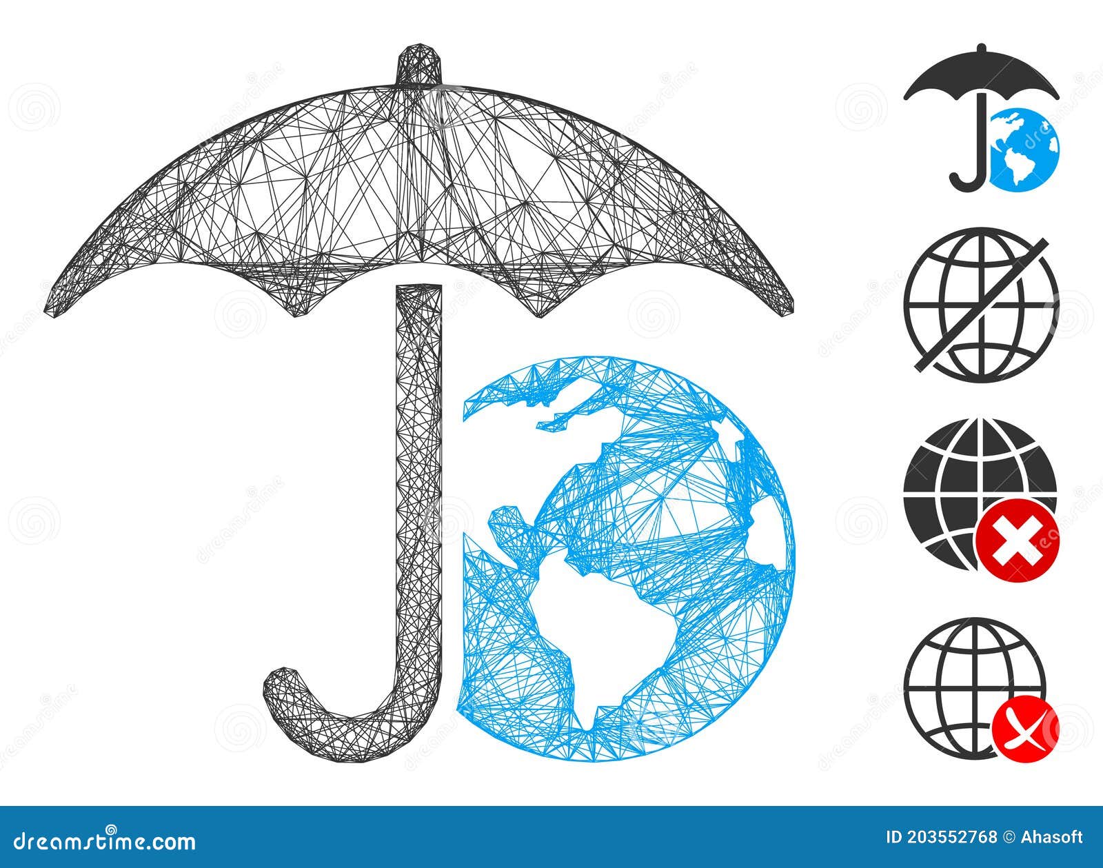 Net Earth Umbrella Vector Mesh Stock Illustration - Illustration of ...