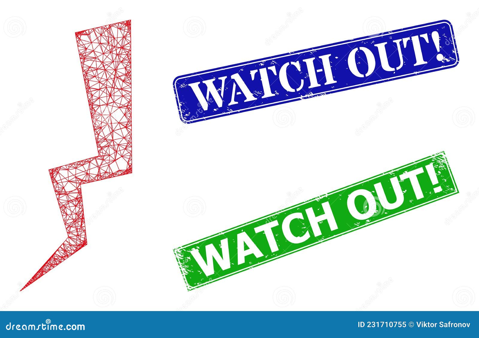 Scratched Watch Out! Imprints and Triangular Mesh Electrical Break Icon ...