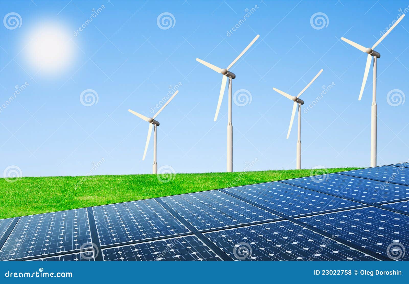 Net Energy of the Sun and Wind Stock Photo - Image of generator ...