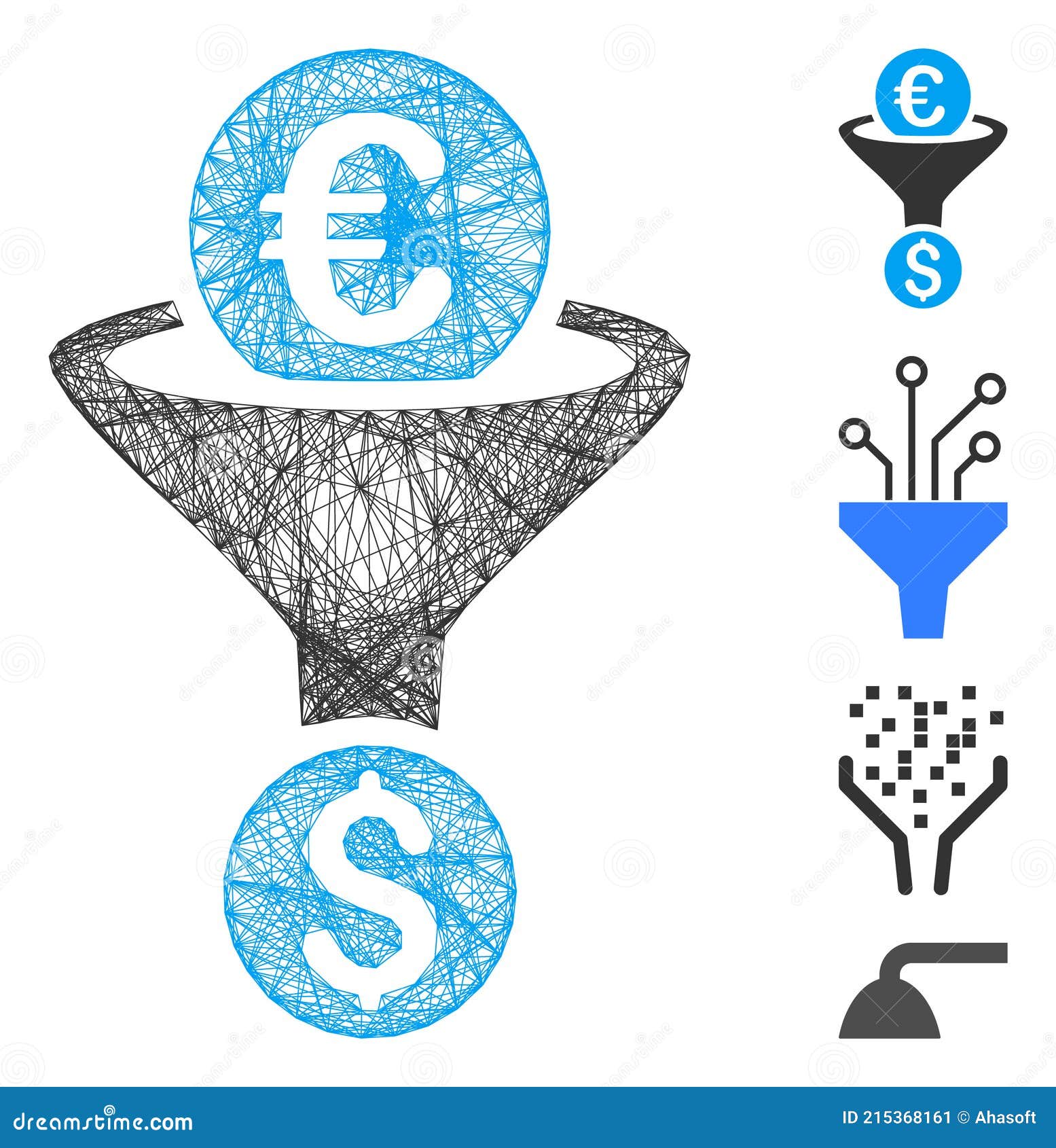 Net Euro Dollar Conversion Funnel Vector Mesh Stock Vector ...