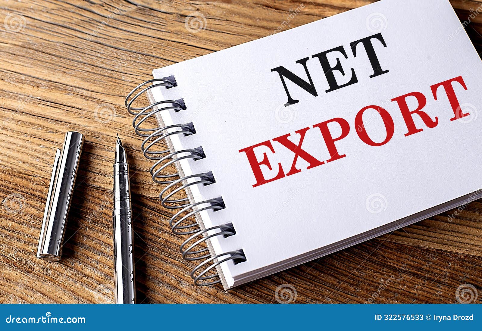 NET EXPORT Text on Notebook with Pen on the Wooden Background Stock ...