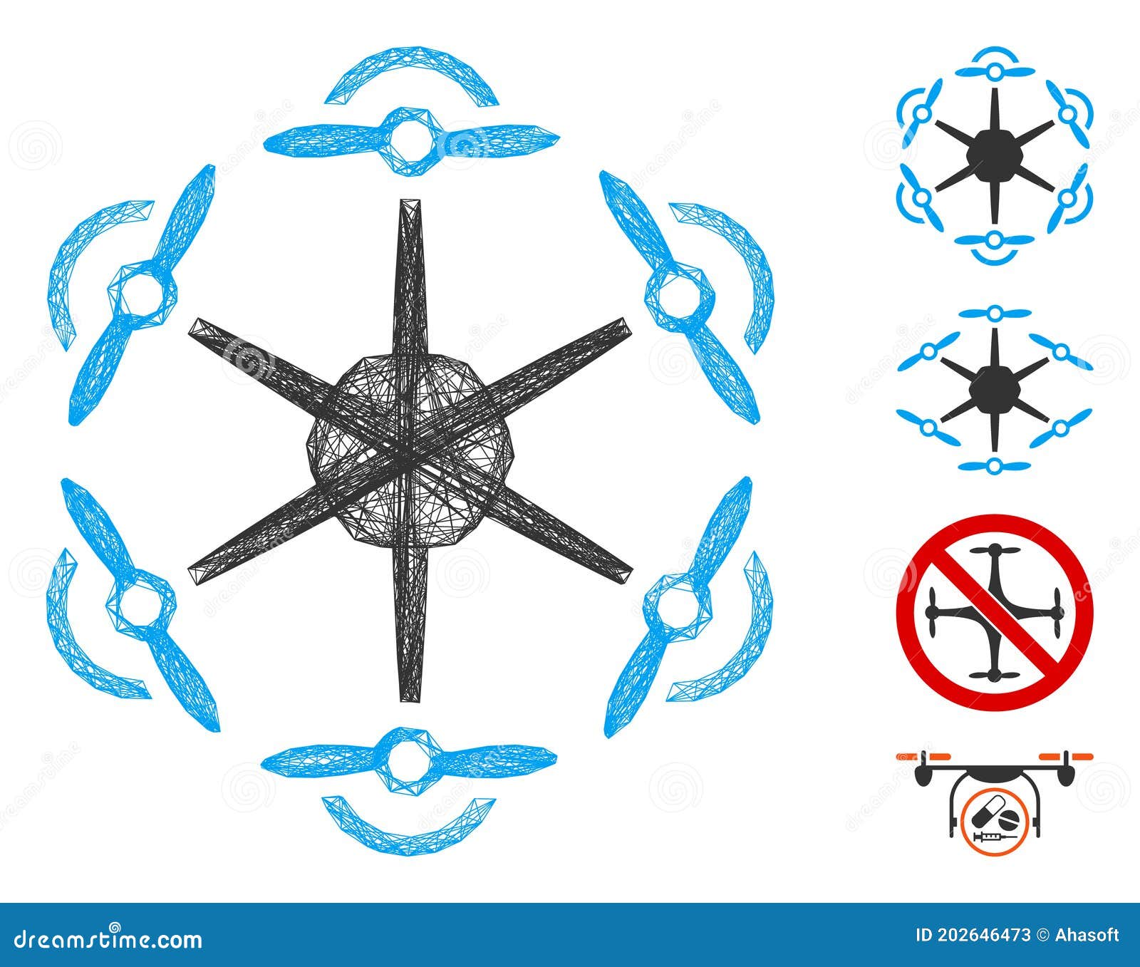 Net Flying Hexacopter Vector Mesh Stock Vector - Illustration of ...