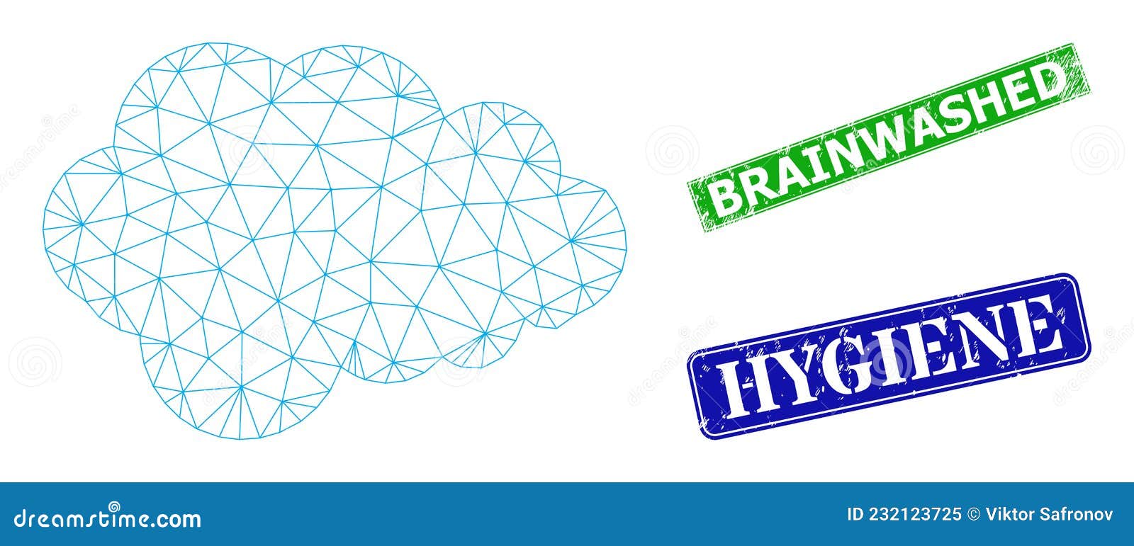 Scratched Brainwashed Stamps and Triangular Mesh Foam Icon Stock Vector ...