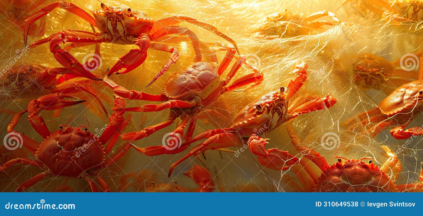 The Net is Full of Red Crabs that Have Been Caught. Generated AI Stock ...