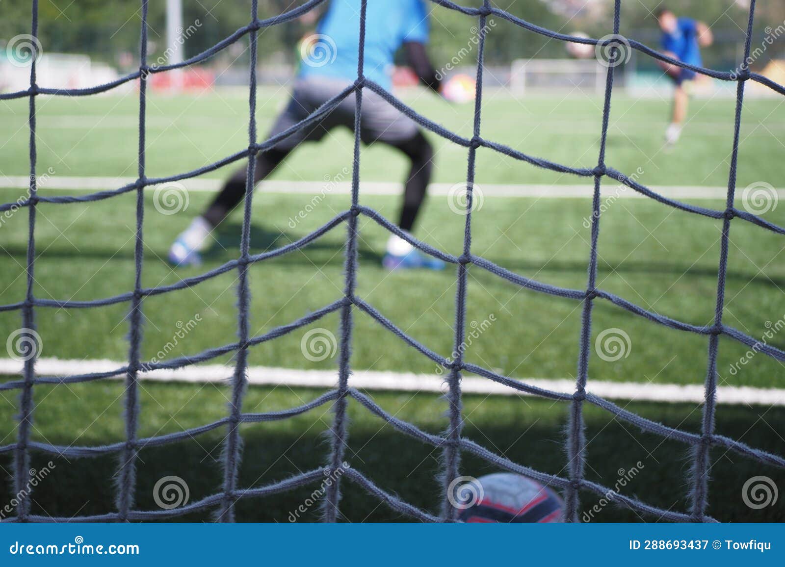 Net of a Goal of a Football Stadium Stock Image - Image of field, blue ...