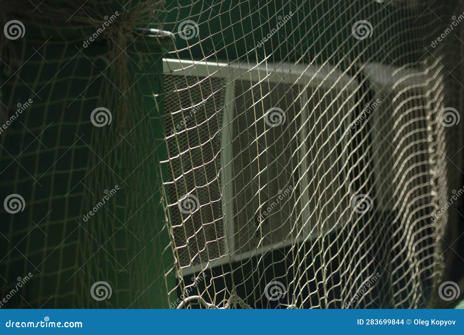 Net in gym. Mesh Details stock photo. Image of blue - 283699844
